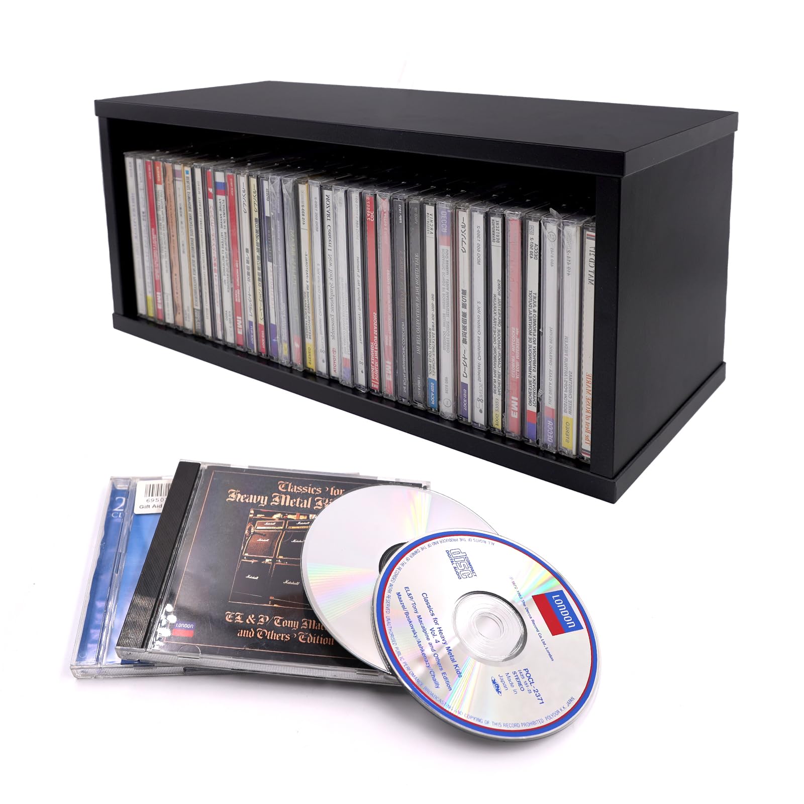 Amazon｜CD収納ケース CDラック CDケース CD/DVD収納 収納棚 大容量/多機能 幅39.8×奥行16.2×高さ17.2cm ...