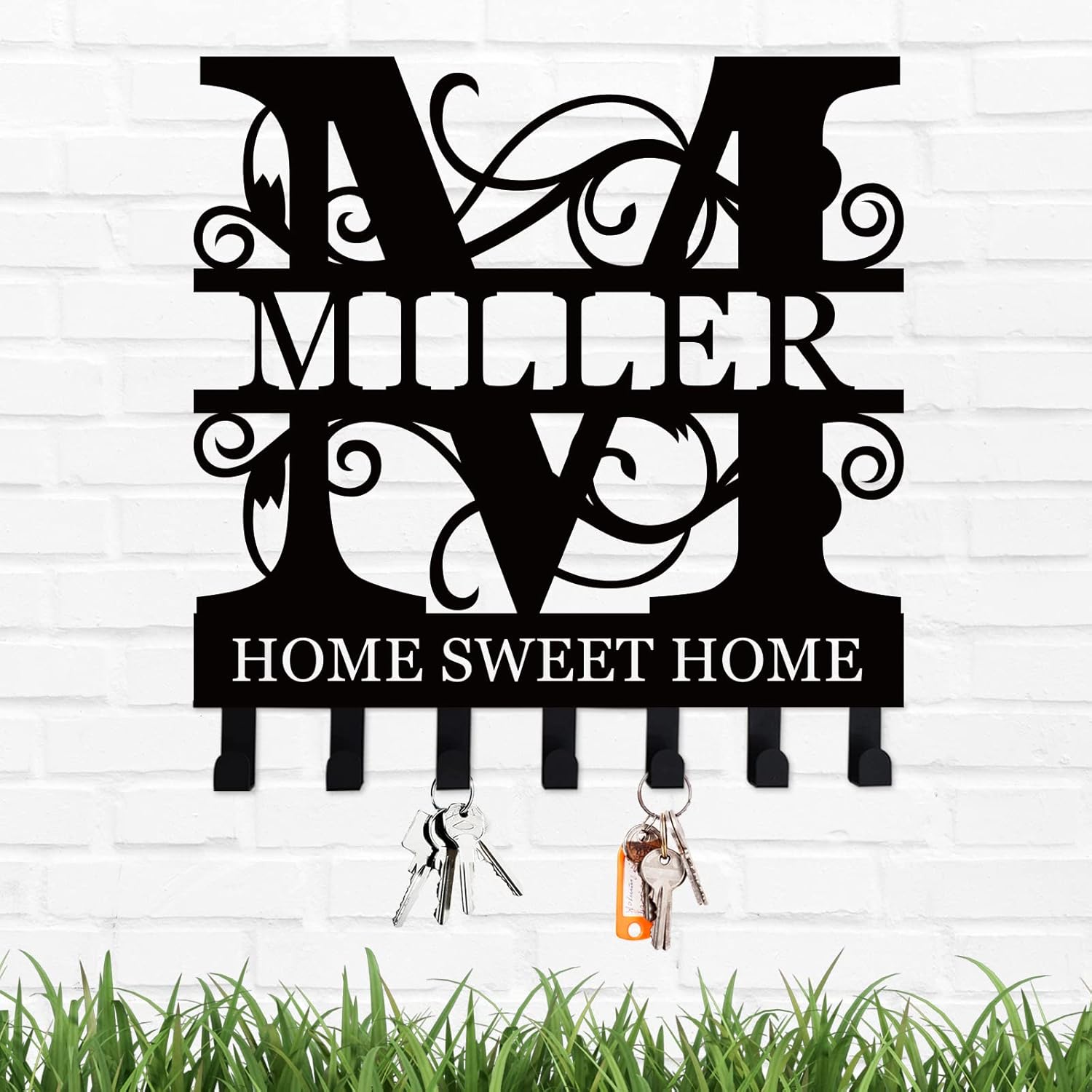 Amazon.com: HYTSIGN Personalized Metal Family Name Key Holder for Wall ...