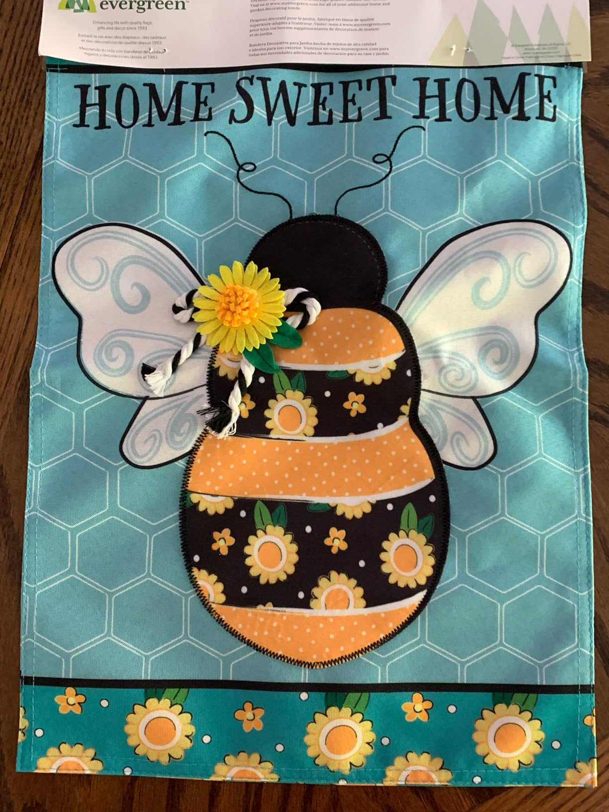 Amazon.com : Evergreen Flag Home Sweet Home Bee Spring Garden Flags ...