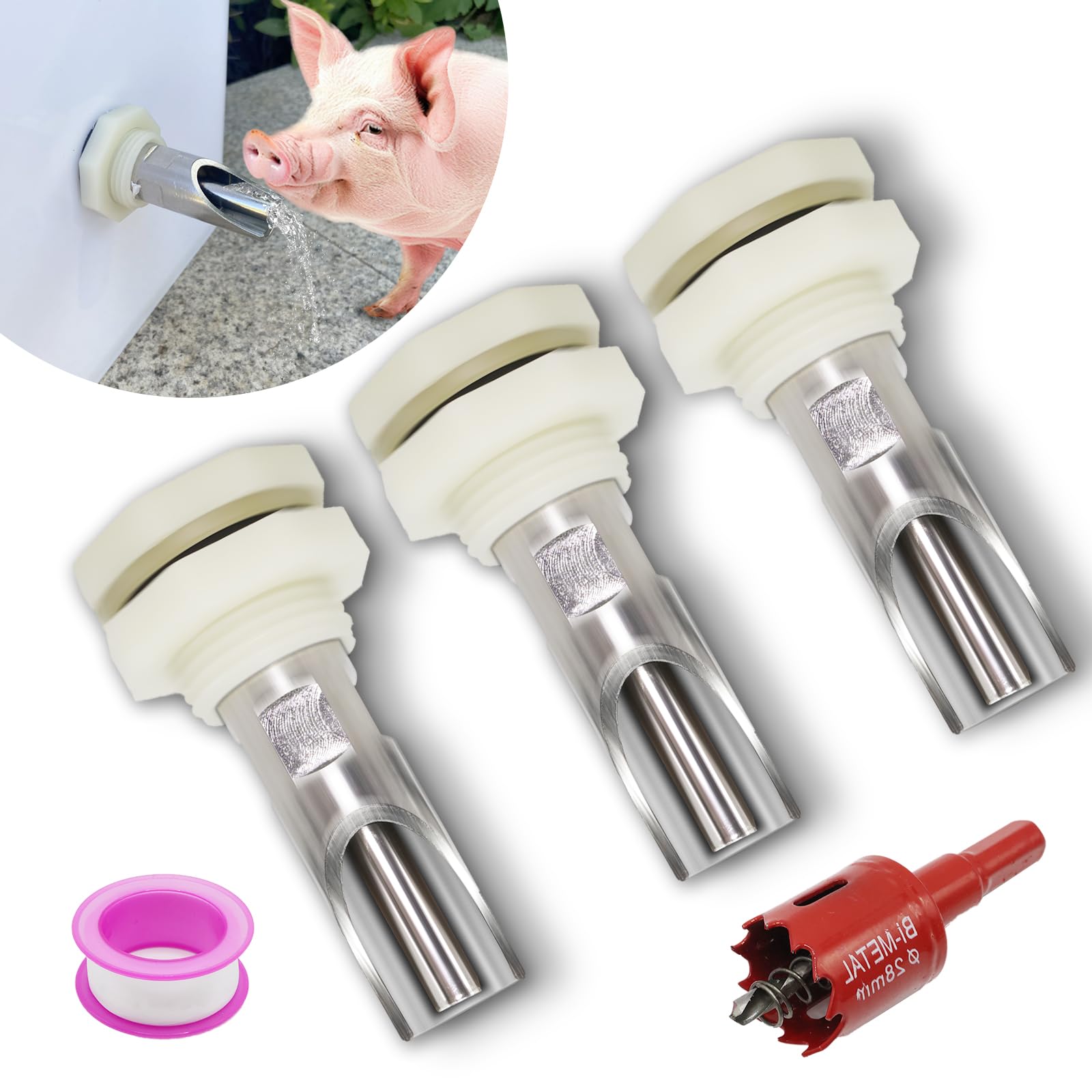 Amazon.com: 3 PCS Pig Nipple Waterer for Barrel Kit Automatic Pig ...