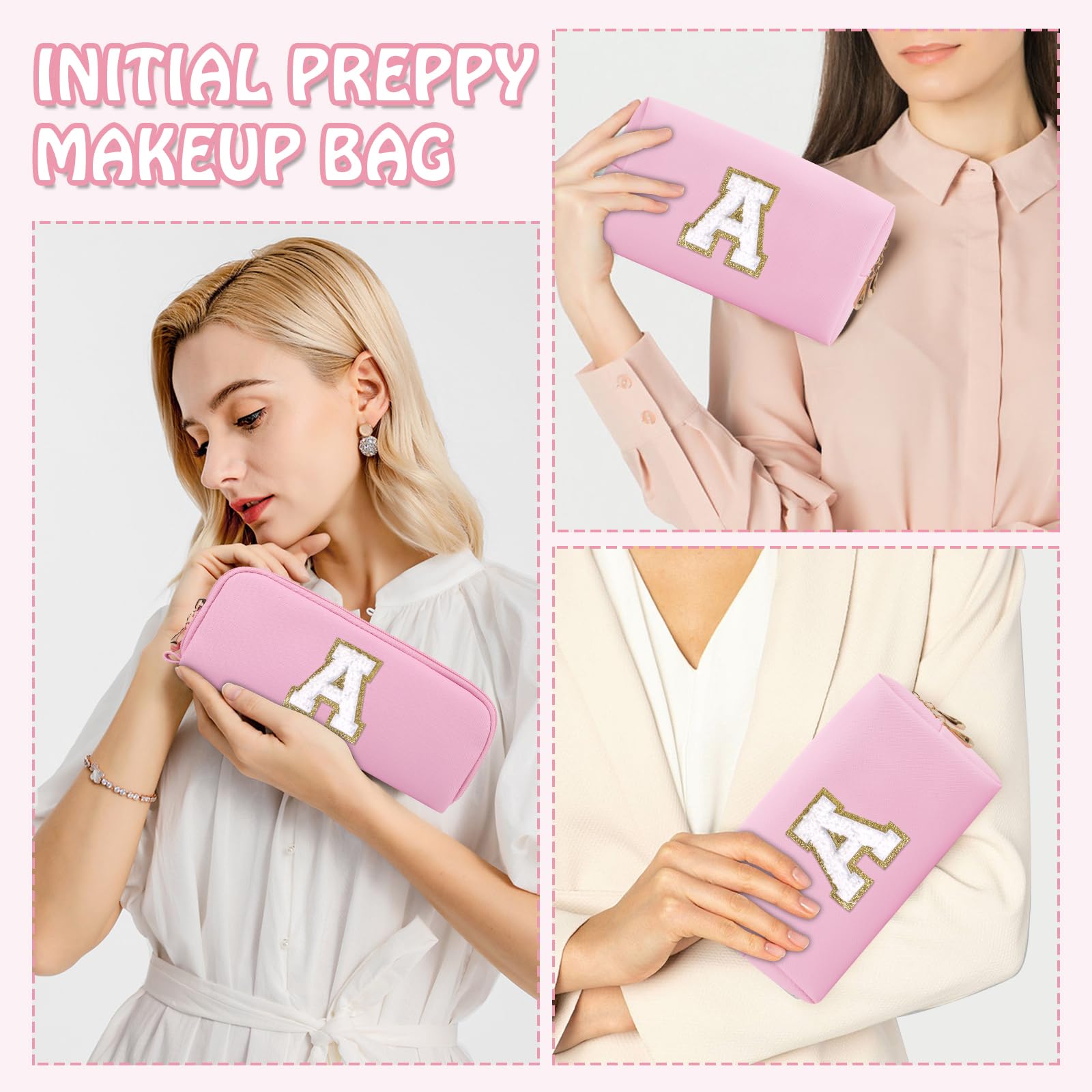 Snapklik.com : 2 Pieces Personalized Initial Cosmetic Bag
