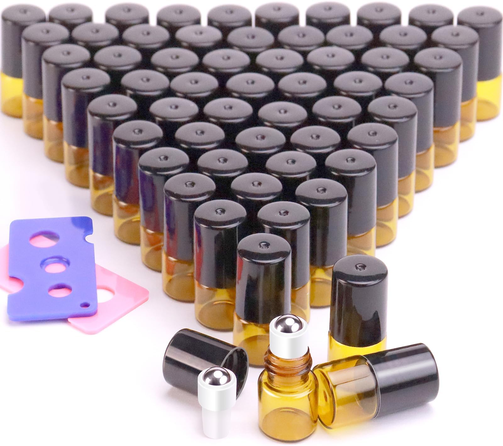 Amazon.com: Furnido Pack of 50,1ml (1/4 Dram) Glass Roll on Bottle ...