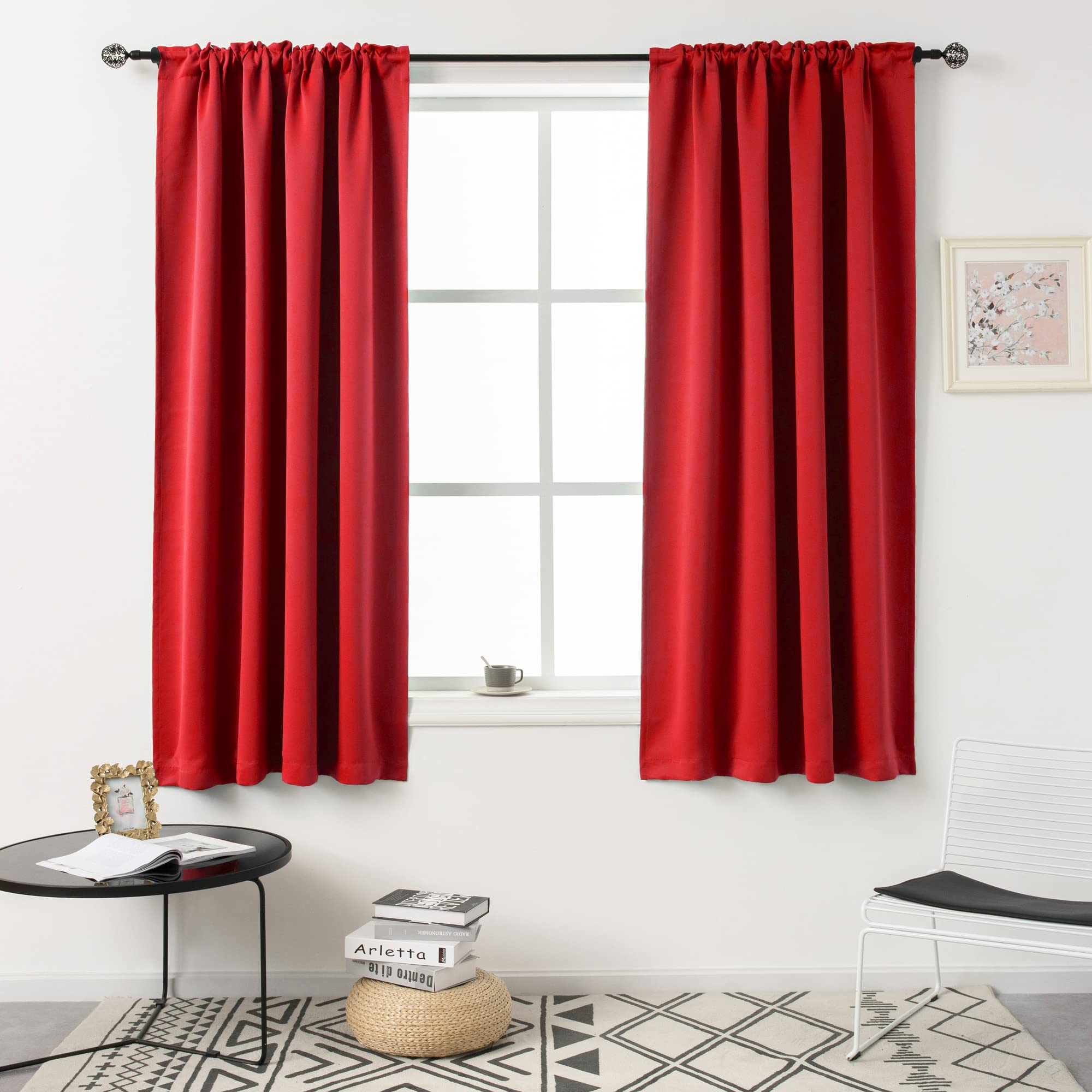 Amazon.com: DUALIFE Red Blackout Curtains for Bedroom Small Windows ...