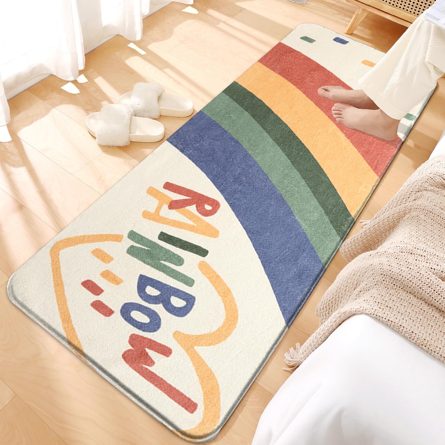 Fluffy Area Rug,Soft Thick Bedside Carpet Rug Anti-Slip,40x120 cm ...