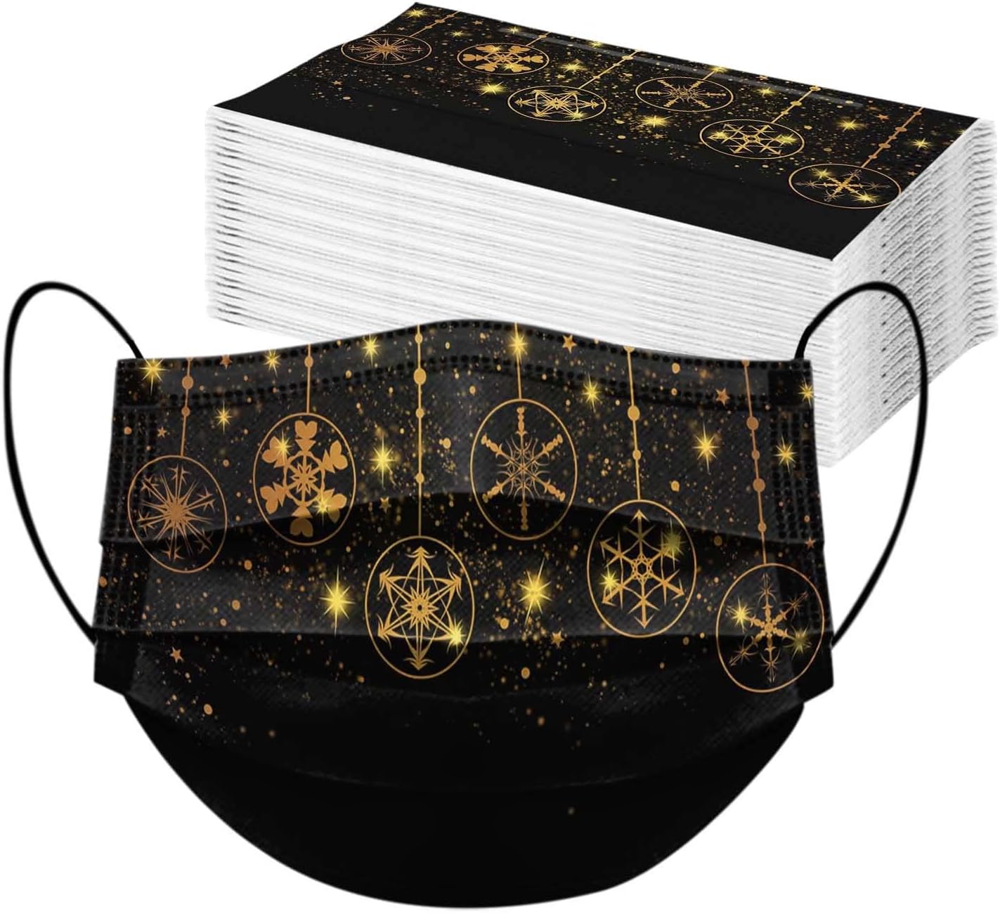 Amazon.co.jp: [CHENSEN] 50枚入り マスク 不織布 マスク 不織布 黒 耳が痛くない 不織布 マスク サンタ 柄物 ...