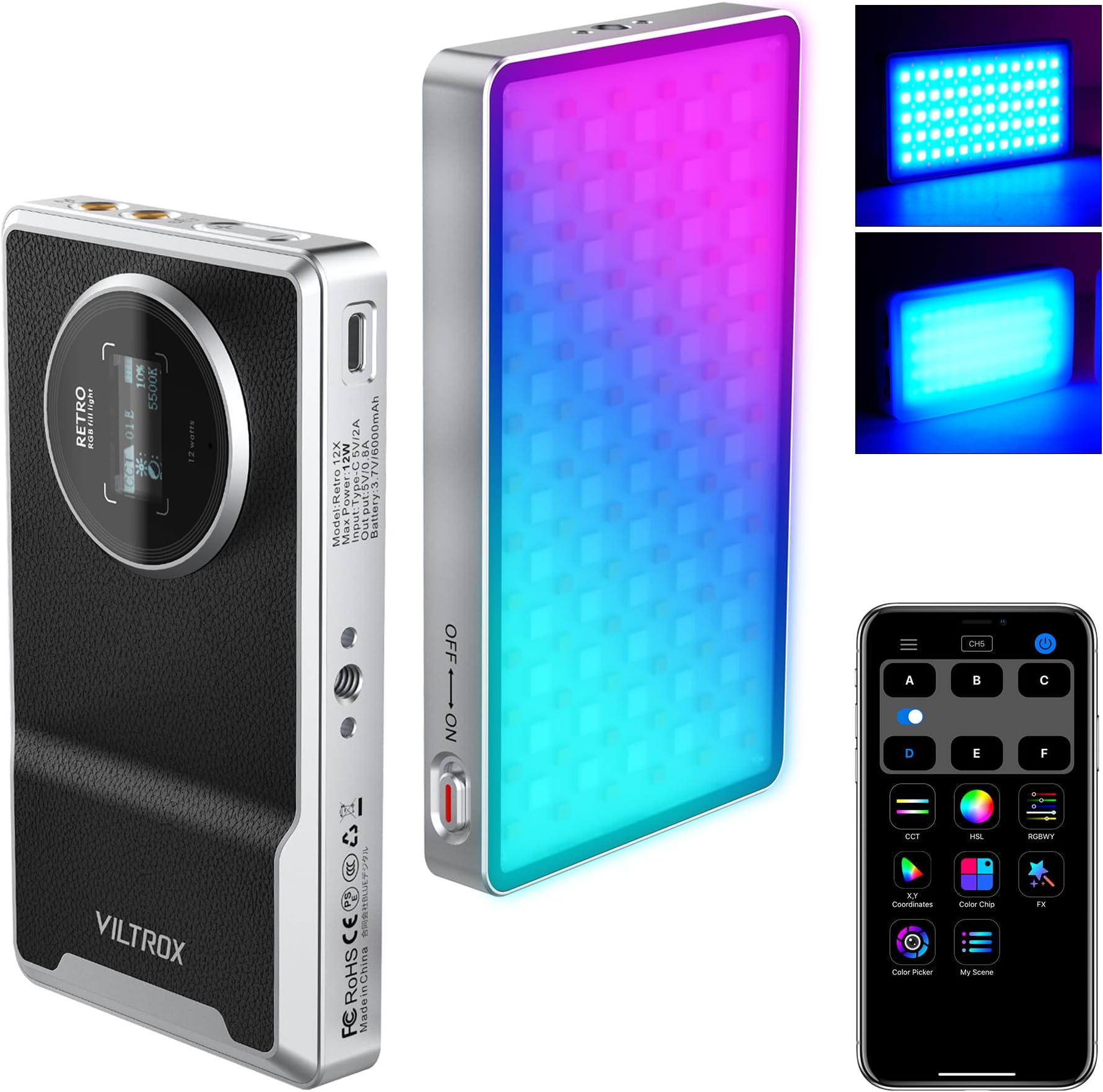 Amazon.com : VLTROX 12W RGB Camera Light, 22Wh Built-in Battery ...