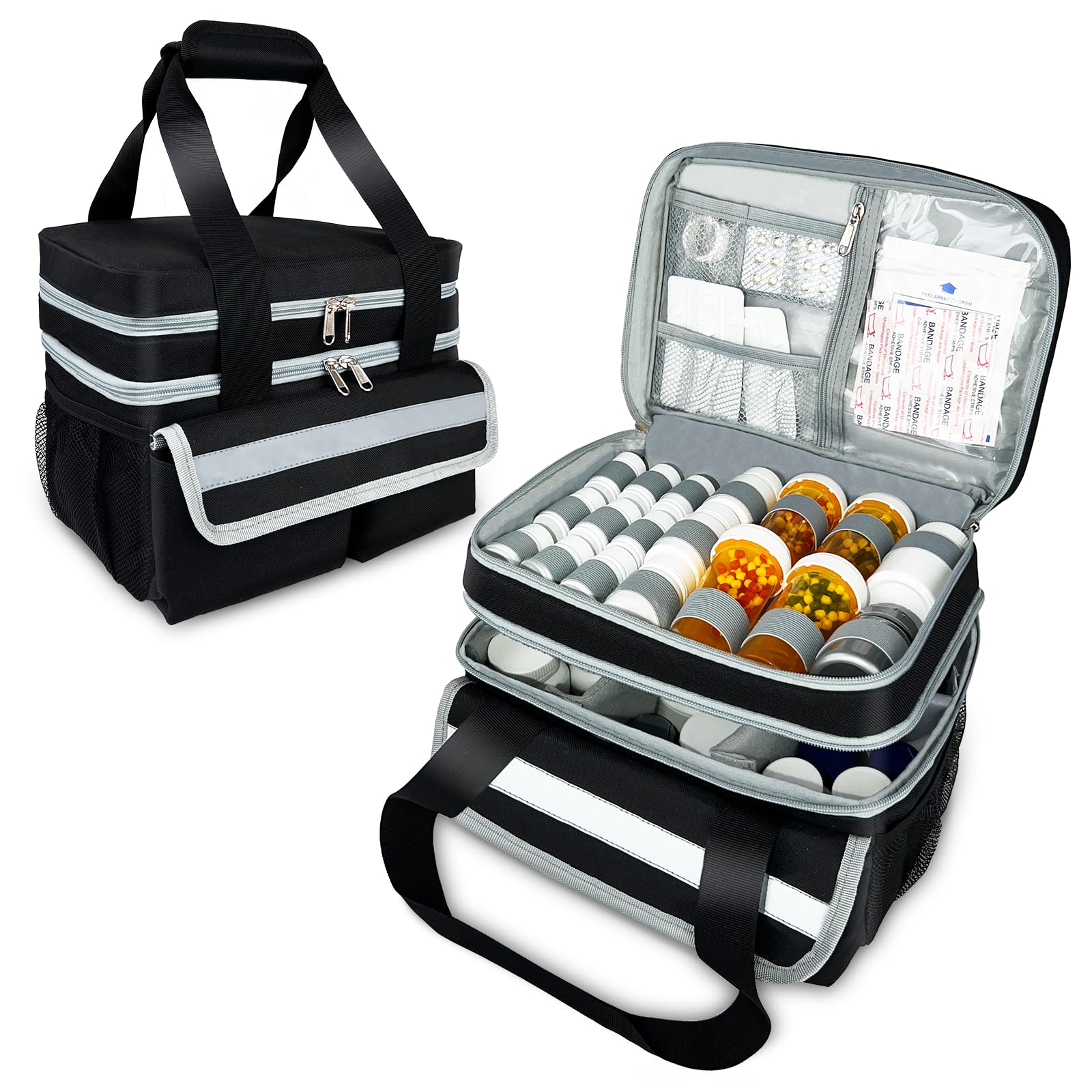 Amazon.com: NENYX Portable Pill Bottle Organizer Bag, Double Layers ...