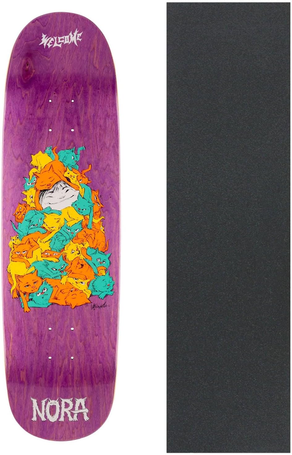 Amazon.com : Welcome Skateboard Deck Nora Purr Pile on Sphynx Purple ...