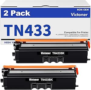 Amazon.com: TN433 Black Toner Cartridge 2-Pack: Compatible Replacement ...