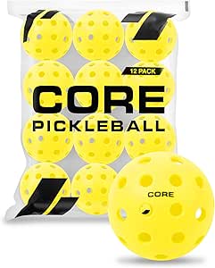 Amazon.com : CORE Crack-Resistant Outdoor Pickleball Balls - 12 Pack with 40 Holes - USAPA ...