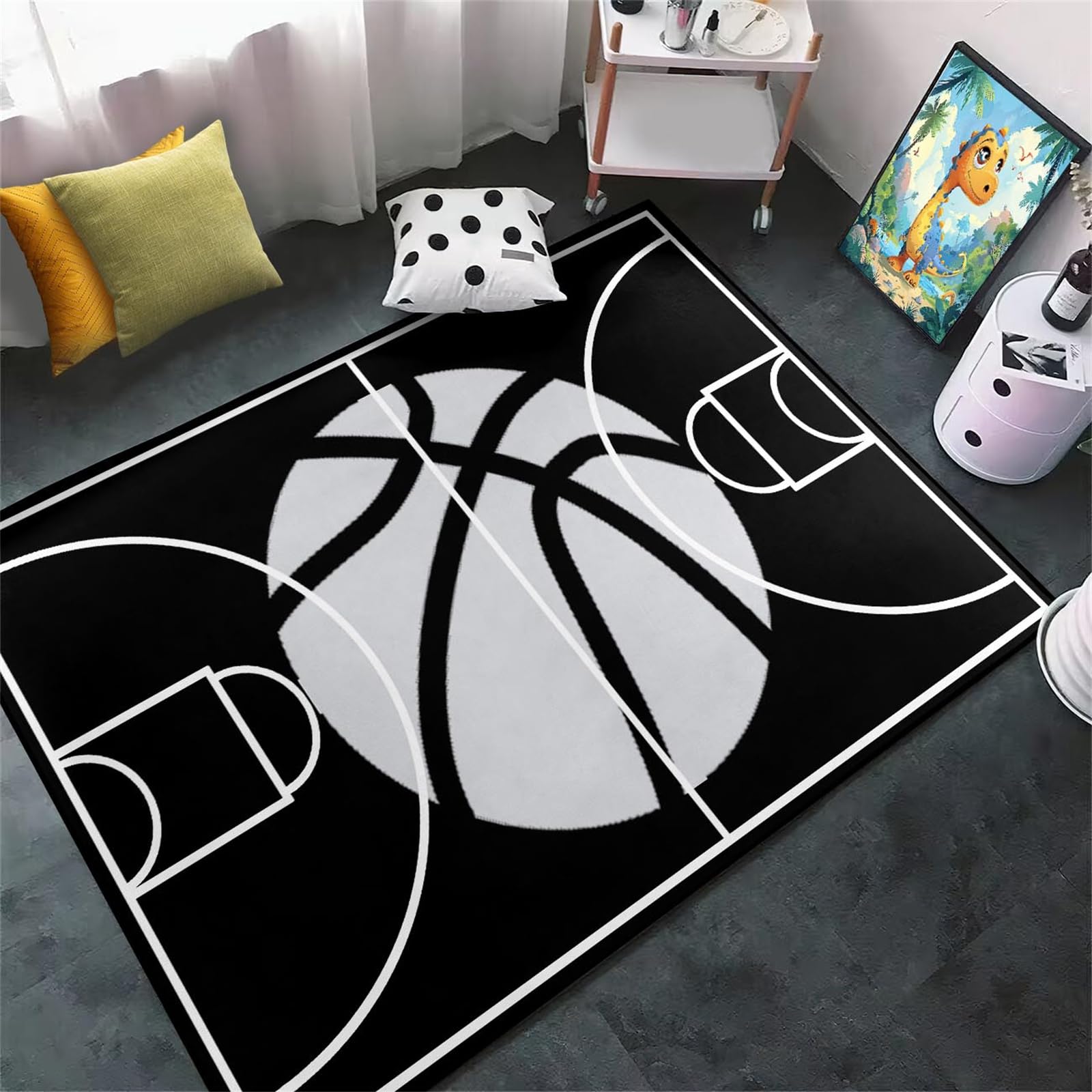 Amazon.com: JPSBJWJ Basketball Court Rug for Boys Bedroom - Basketball ...