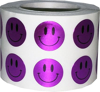Amazon.com: 1/2" Inch Small Metallic Purple Happy Face Labels, 1,000 ...