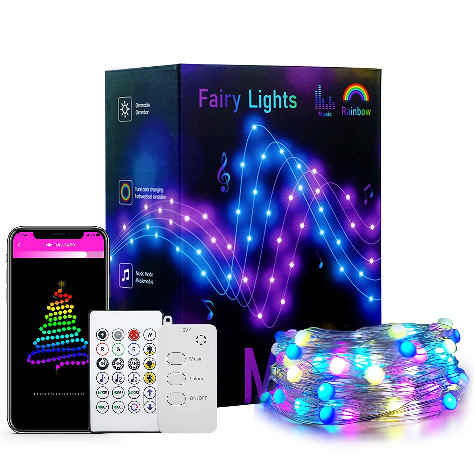 Smart Fairy String Lights,Wonplug16.4Ft Color Changing Christmas Lights ...