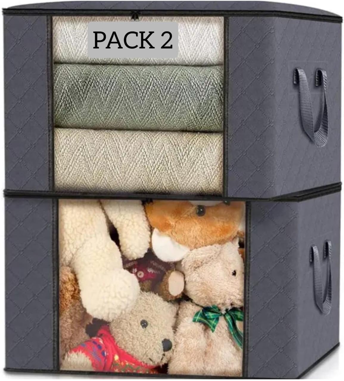 Amazon.com: Large Capacity Clothing Storage Bags, 2 Pack Foldable ...