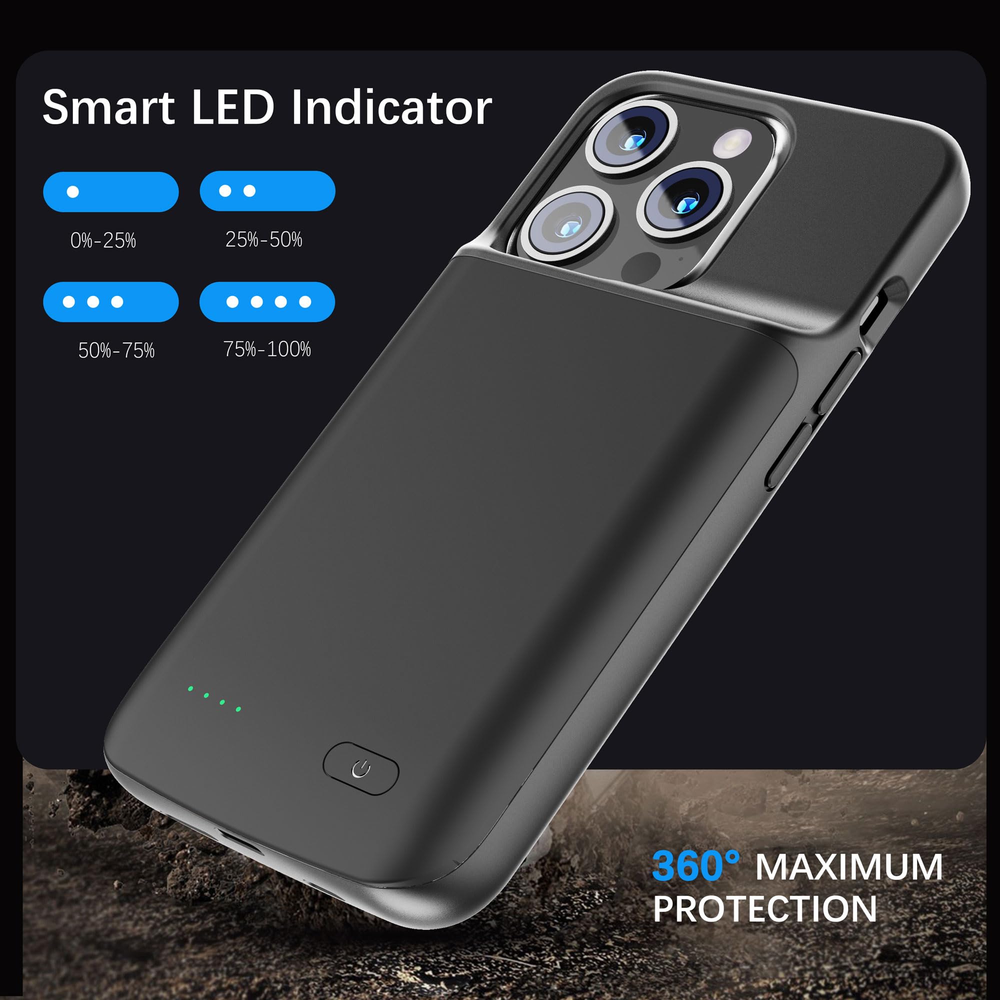 Snapklik.com : Sackei For iPhone 15 Pro iPhone 15 Battery Case 5000mAh ...