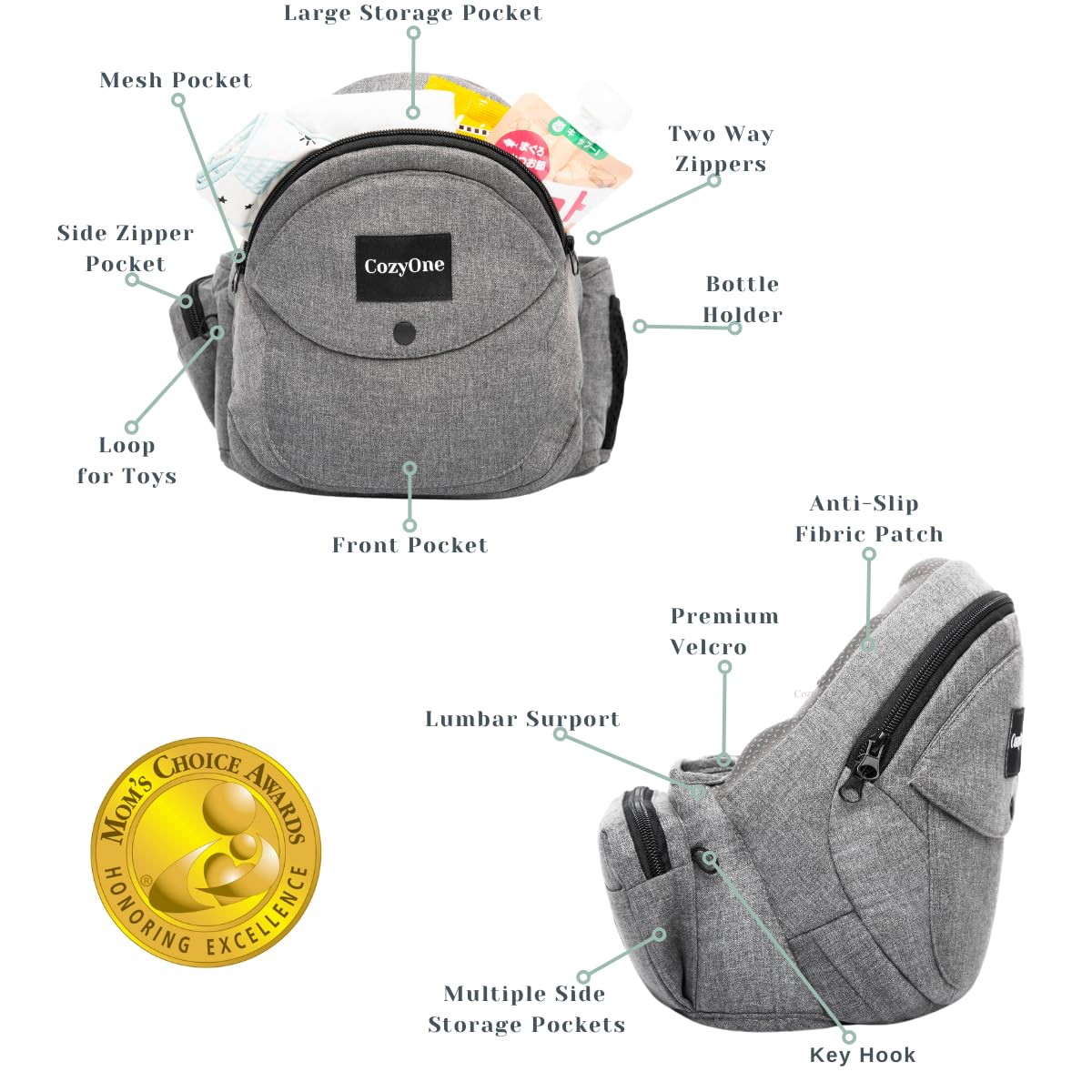 Mom’s Choice Award Winner – CozyOne Safety-Certified Baby Hip Carrier ...