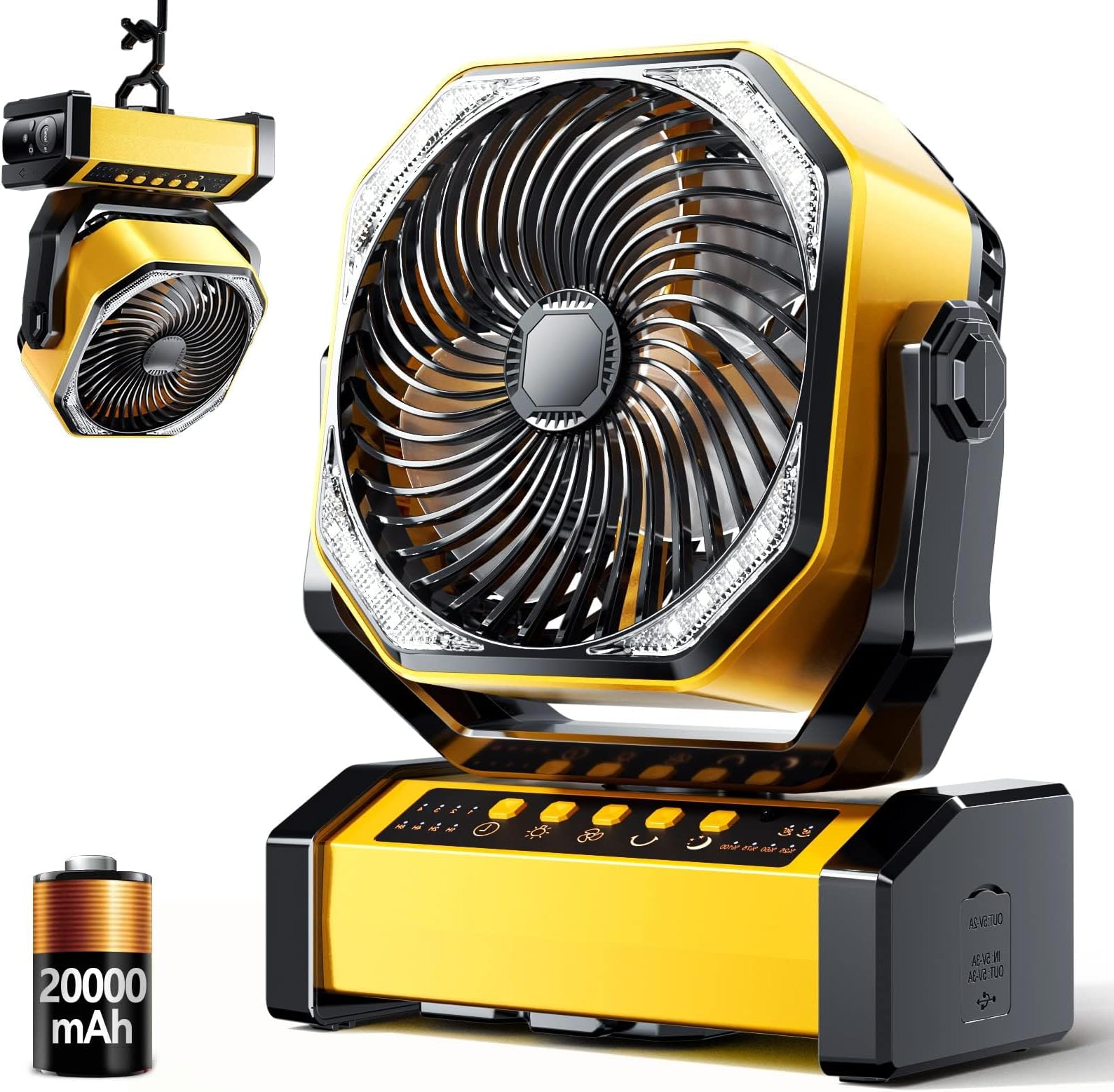 Amazon.com: KopBeau Rechargeable Battery Powered Fan - 20000mAh Dual ...