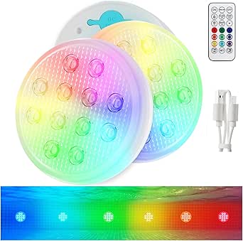 Amazon.com: QOLNBY Pool Lights, Upgrade Rechargeable Submersible LED Lights with Remote, IP68 ...
