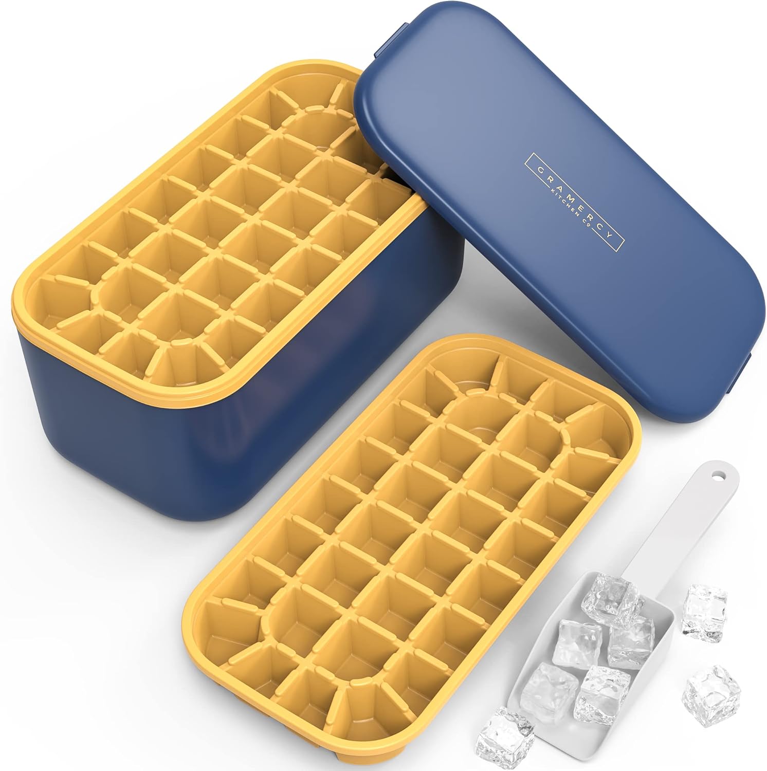 Amazon.com: Ice Cube Tray with Bin - for Freezer with Lid and Scooper ...
