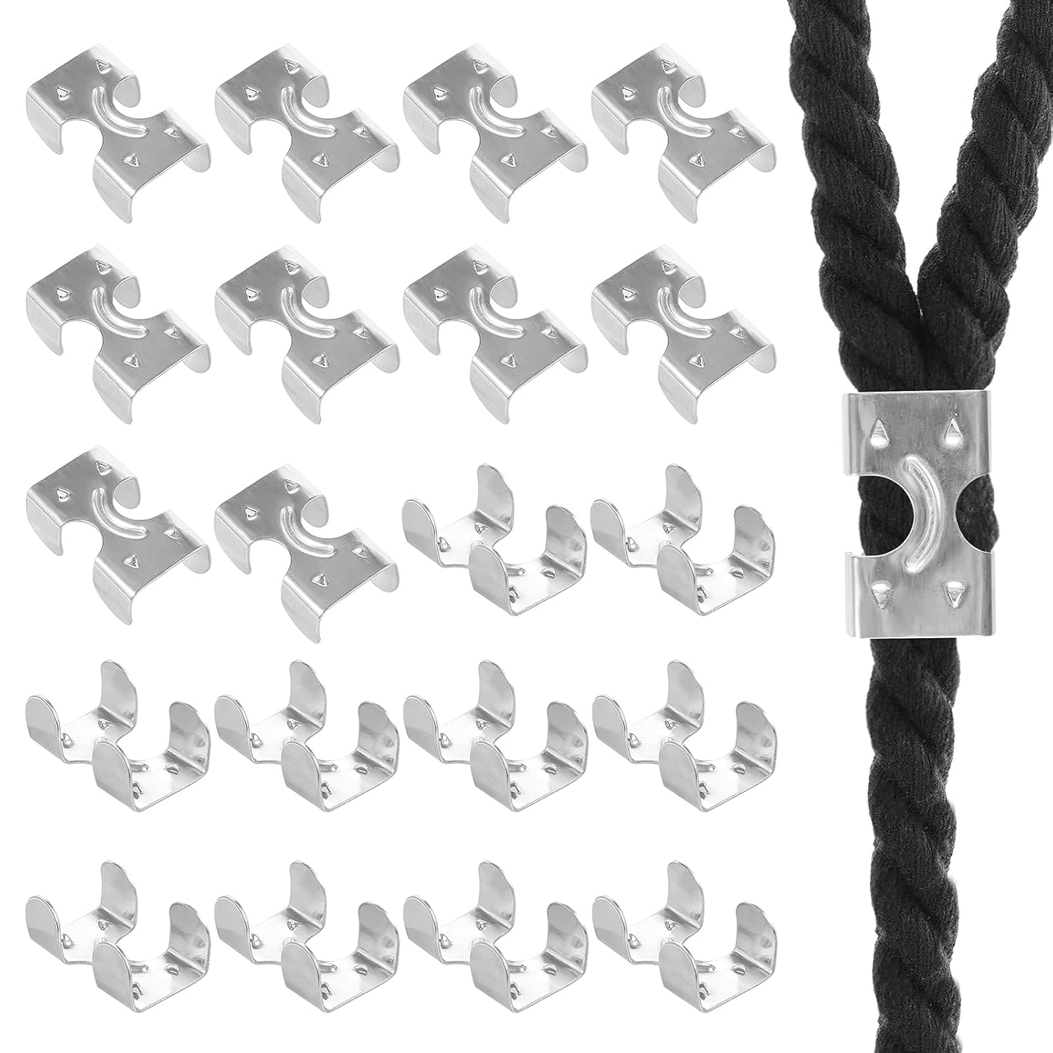 20 Pcs Heavy Duty Double Rope Clamps, Sturdy Stainless Steel Double ...