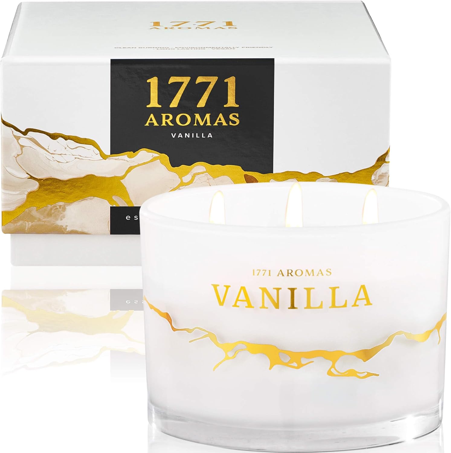 Amazon.com: 1771 Aromas Vanilla Scented Candles - 100% Natural Soy Wax ...