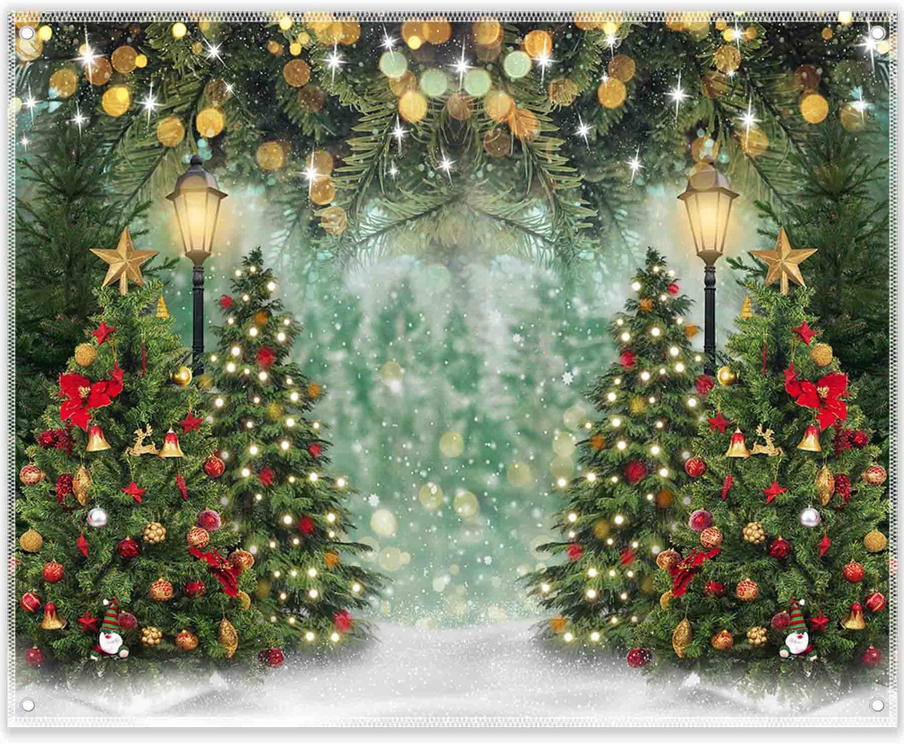 Amazon.com : ZTHMOE 10x8ft Polyester Winter Christmas Tree Photography ...