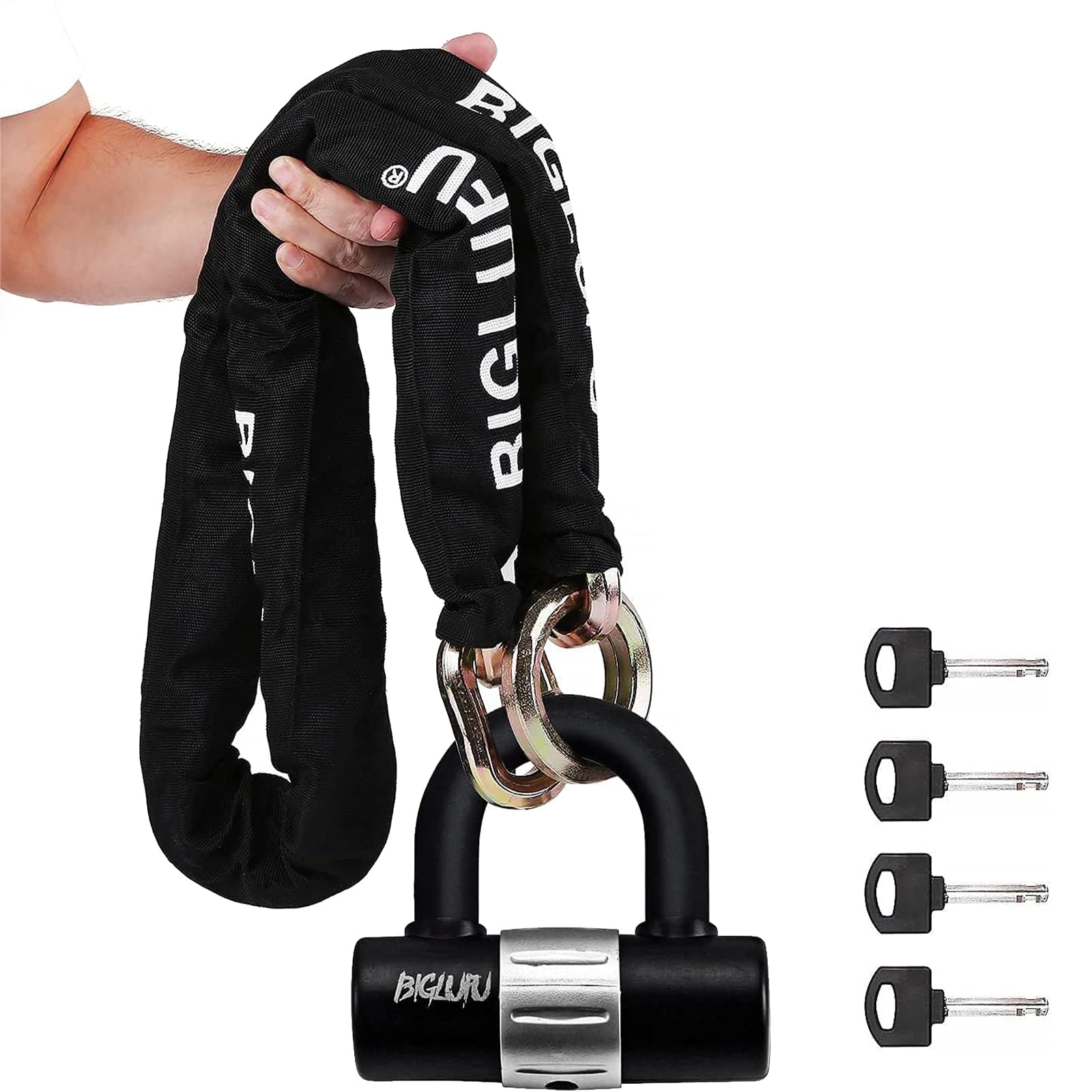 Amazon.com: BIGLUFU Motorcycle Chain Lock 120cm/4ft Heavy Duty Bike ...