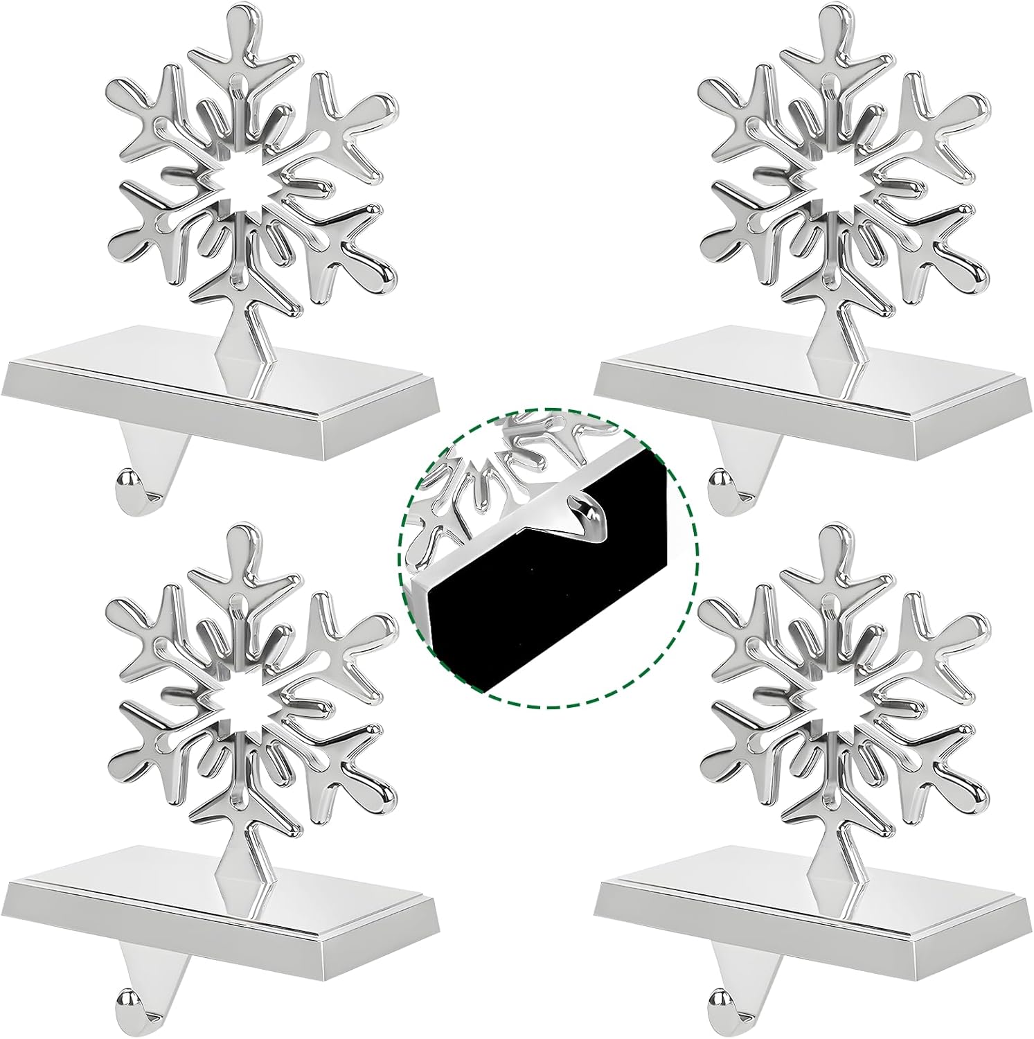 Amazon.com: Christmas Snowflake Stocking Holders for Mantle Set of 4 ...