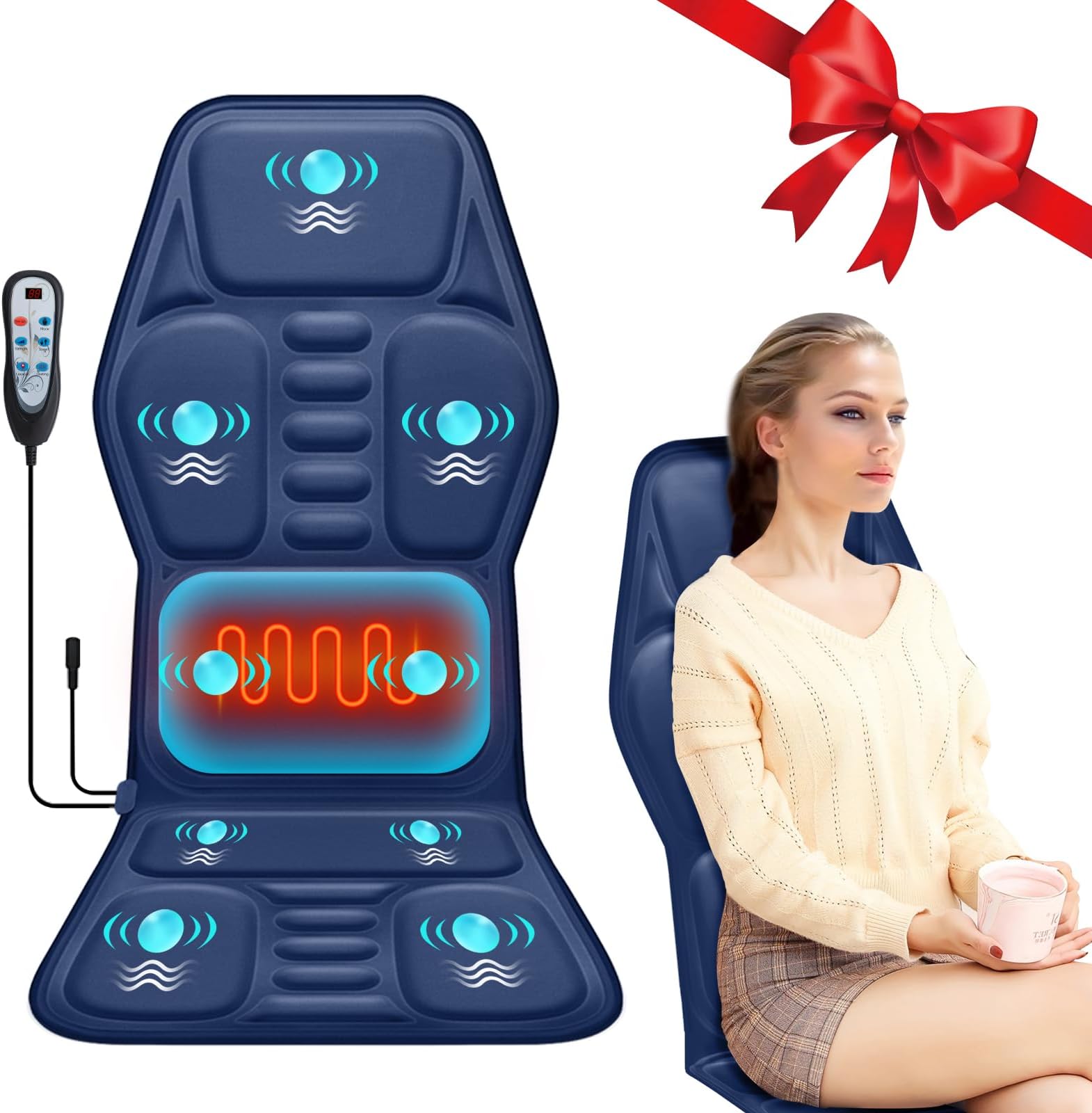 Amazon.com: Massage Chair Pad, Massage Seat Cushion with Heat,Back ...
