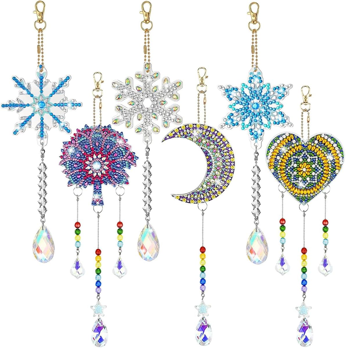 Amazon.com: 6Pcs Diamond Art Paintings Snowflake Wind Chime Kit,AIFUDA ...