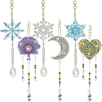 Amazon.com: 6Pcs Diamond Art Paintings Snowflake Wind Chime Kit,AIFUDA ...
