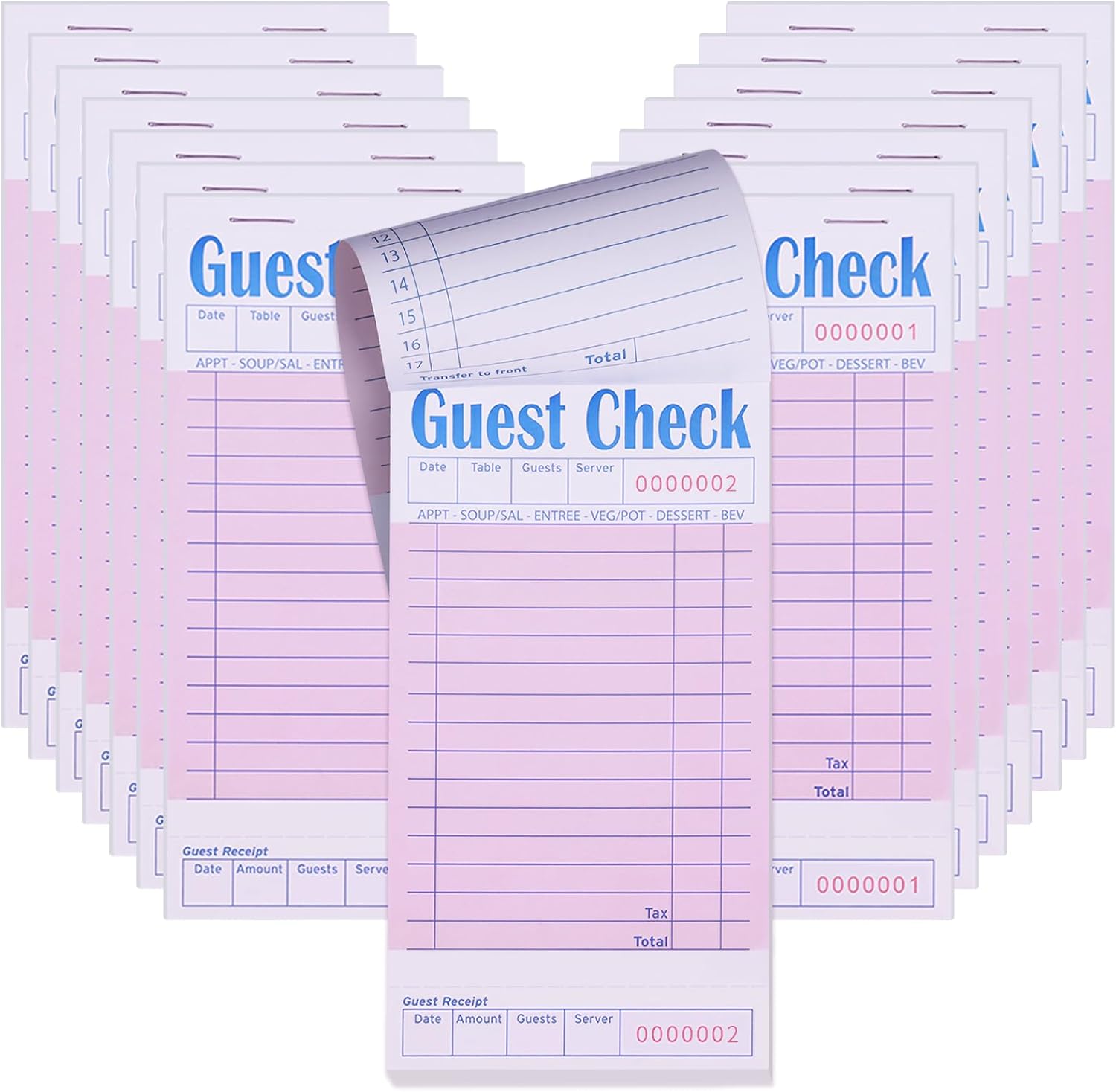 Amazon.com: 60 Pack Guest Checks Books Bulk Server Note Pad Numbered ...