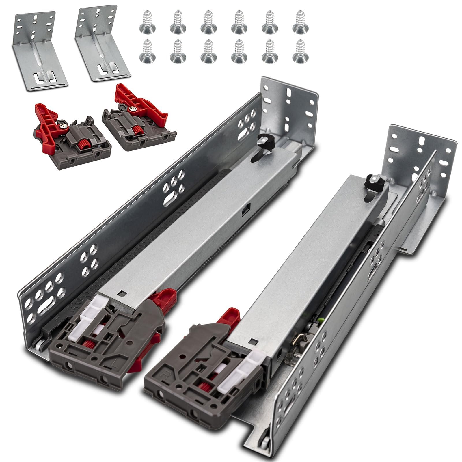 Undermount Drawer Slides 12 inch 6 Pair HLC Undermount Soft Close ...
