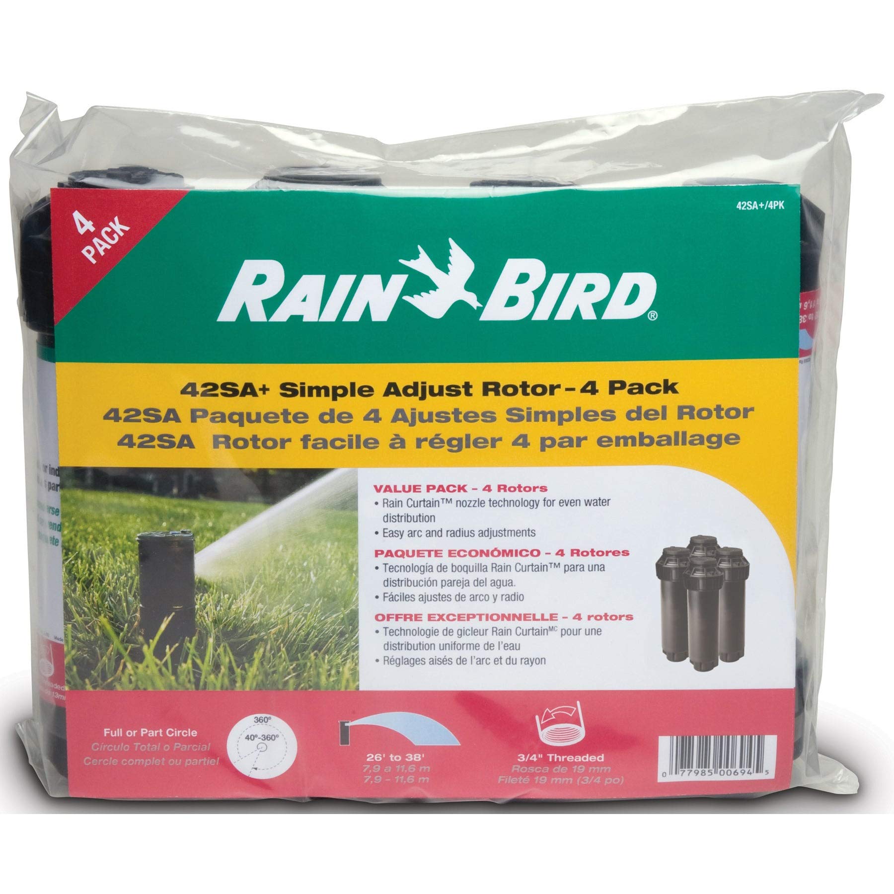 Snapklik.com : Rain Bird 42SA+/4PK Simple Adjust Gear Drive Rotor