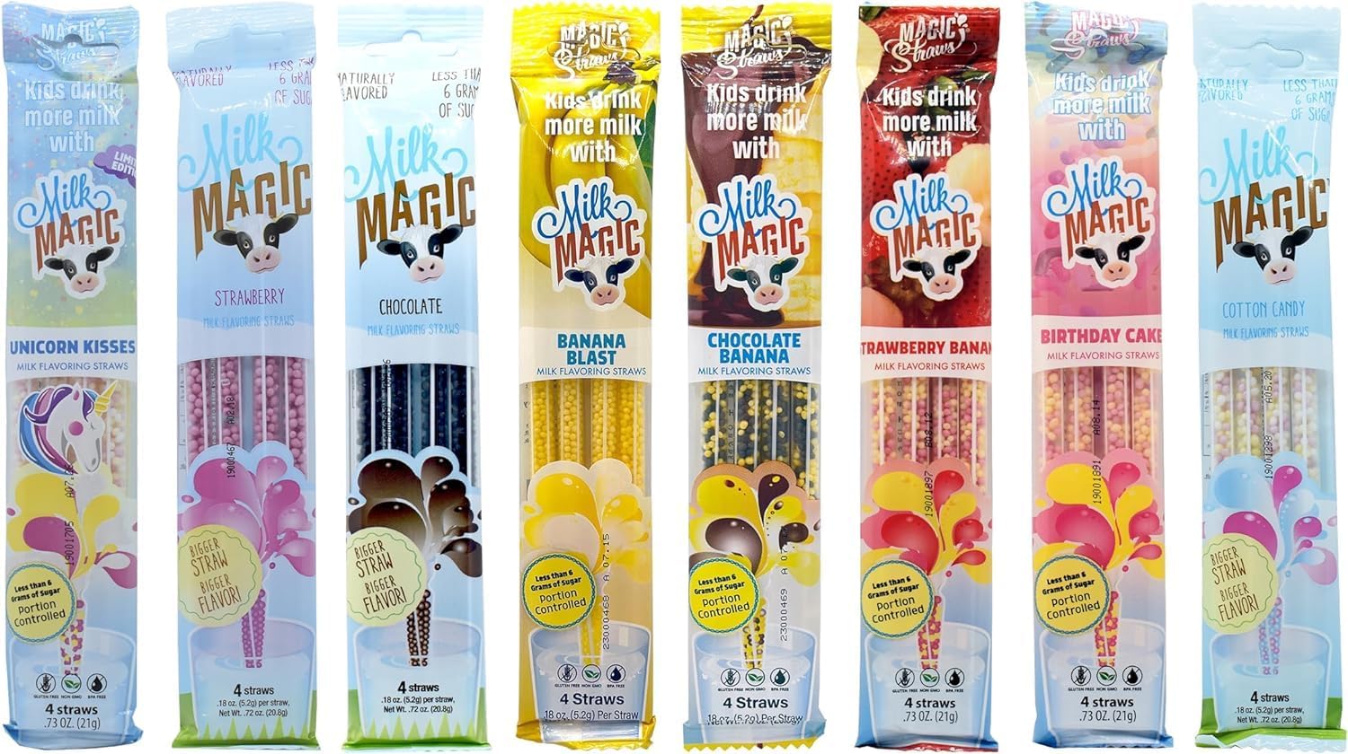 Amazon.com: Milk Magic Milk Flavoring Straws, 8-Pack Bundle (32 count ...