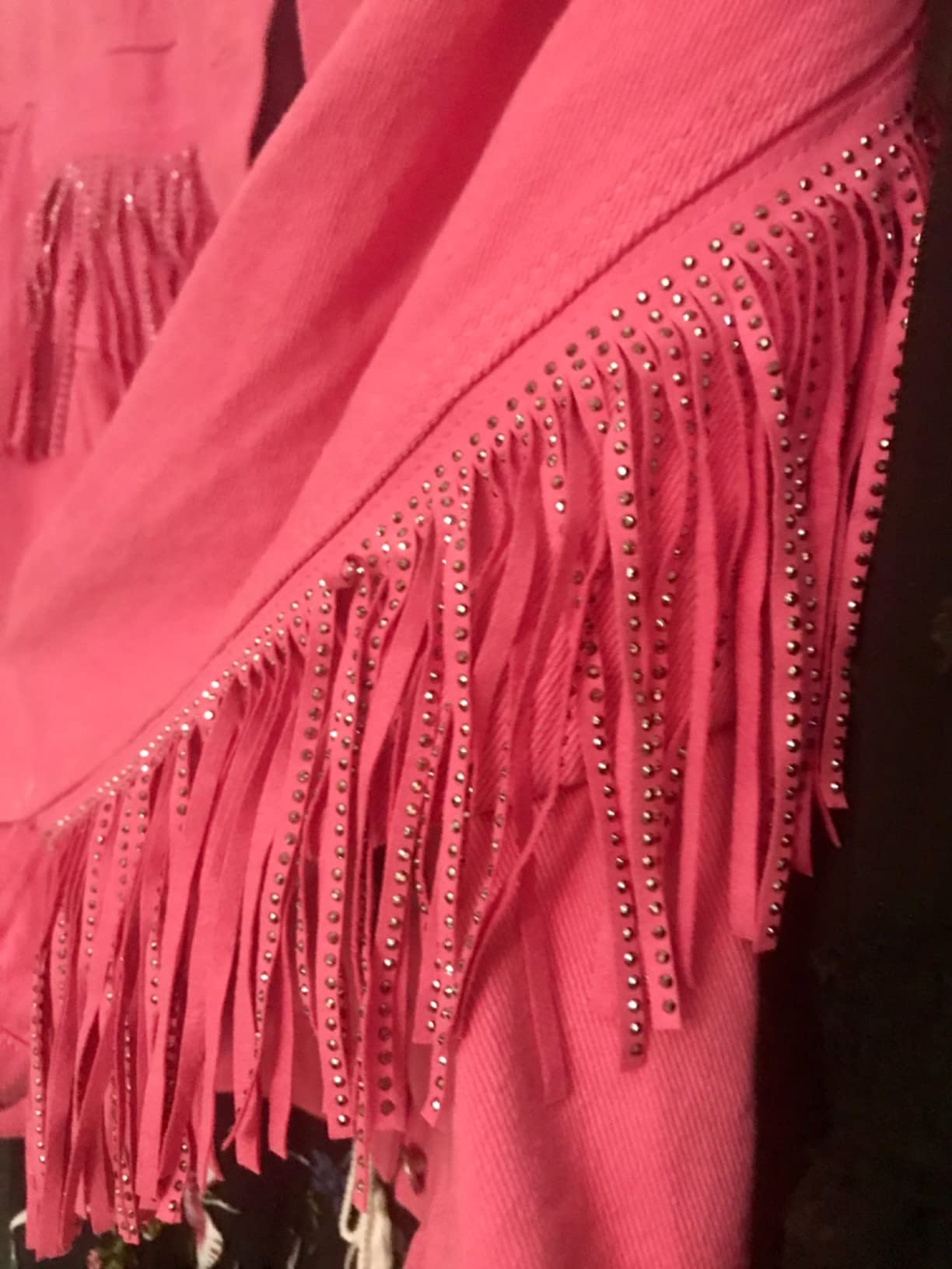 Himythe Women's Rhinestone Fringe Denim Jacket Long Sleeve Casual ...