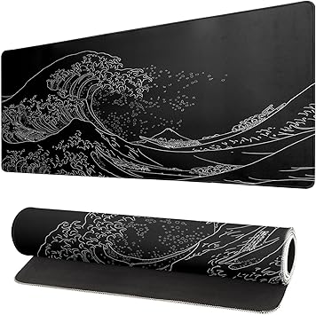 Amazon.com: Brecoy Japanese Sea Wave Large Mouse Pad, Anime Black ...