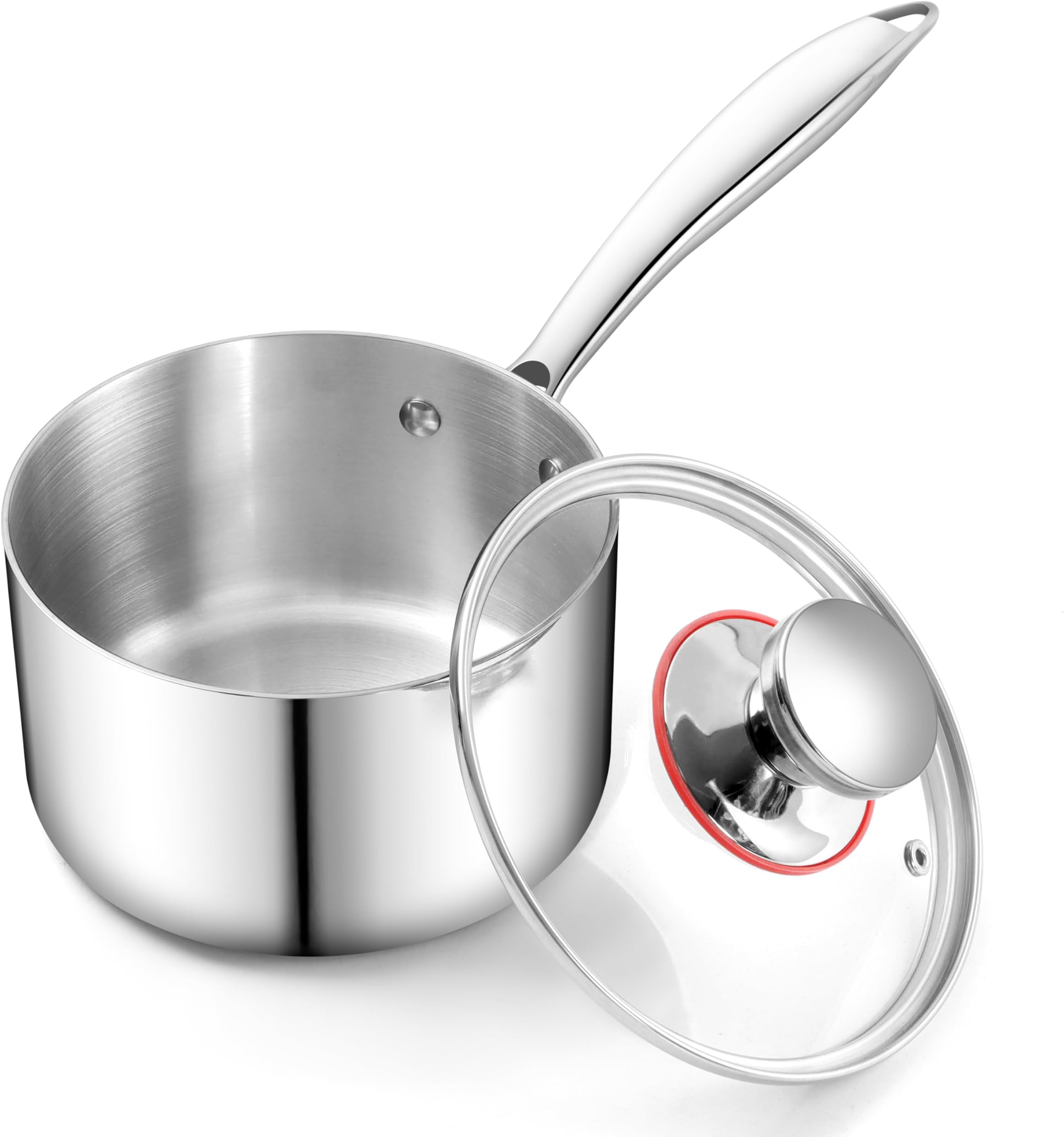 E-far Casserole de 0,9 l, casserole en acier inoxydable triple ...