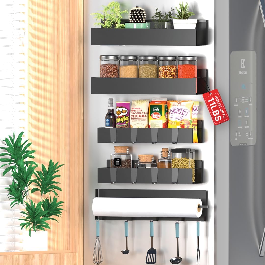Amazon.com: Magnetic Spice Rack for Refrigerator and Oven, Set of 2 ...