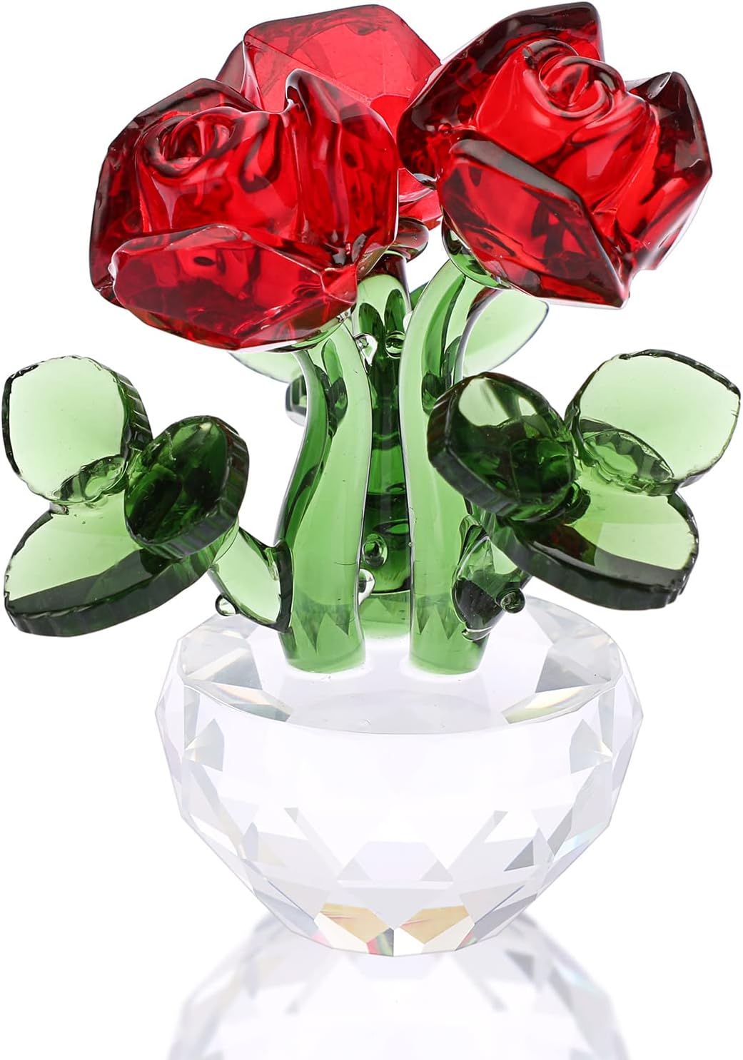 Amazon.com: OwnMy Red Crystal Rose Flower Figurines Collectibles ...