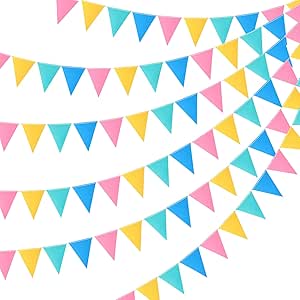 Amazon.com: Outus 6 Sets Rainbow Pennant Banner Flags Garland ...