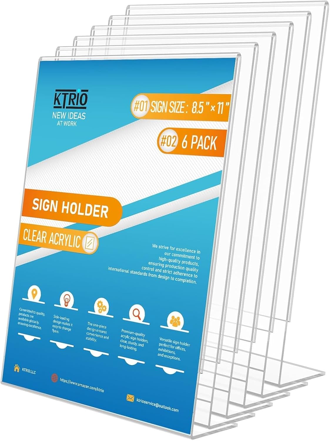 Amazon.com : KTRIO Acrylic Sign Holder 8.5x11 Inches 6 Pack, Plastic ...