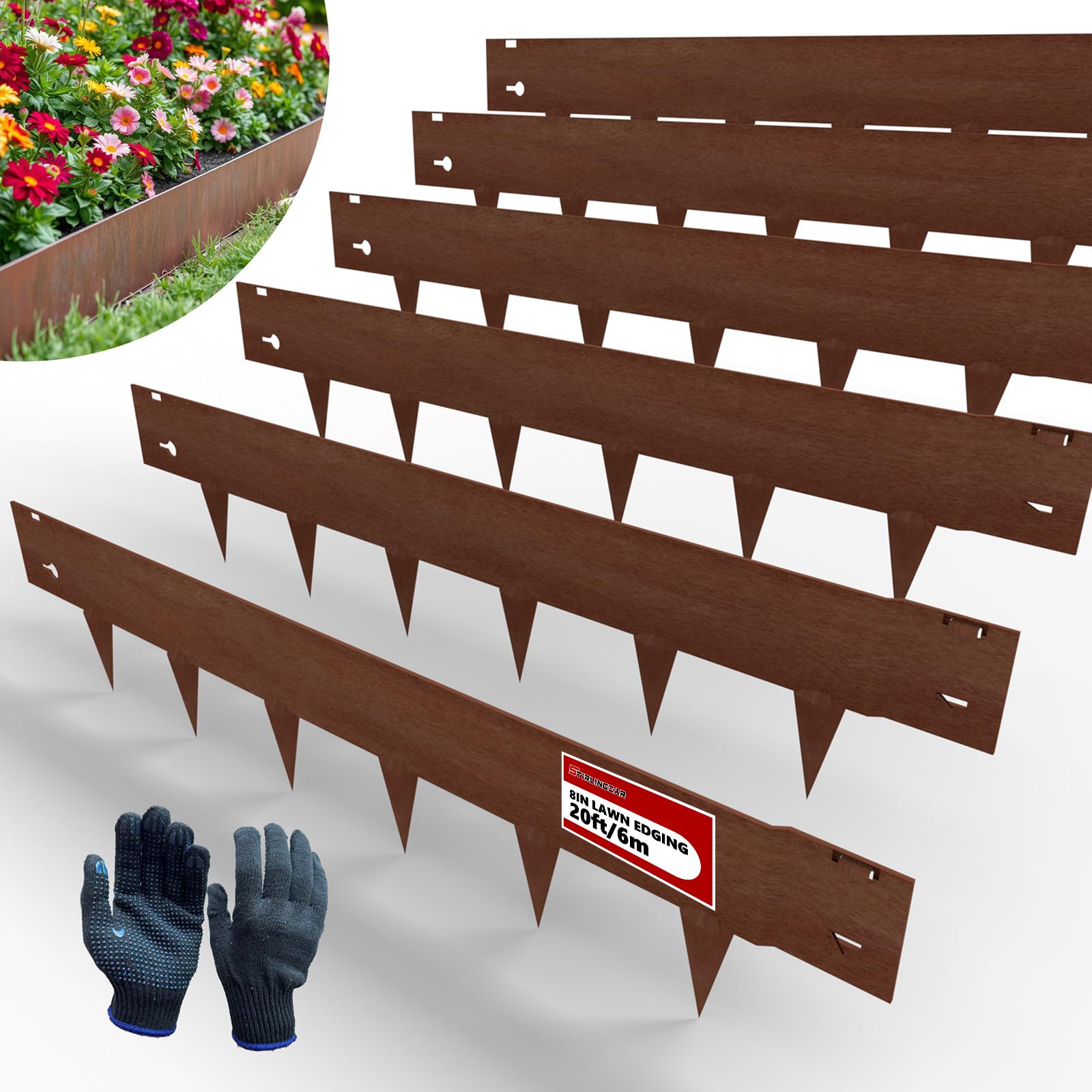 Amazon.com : 20ft. 6-Pack Cor-Ten Steel Landscape Edging – 40" L x 8" H ...