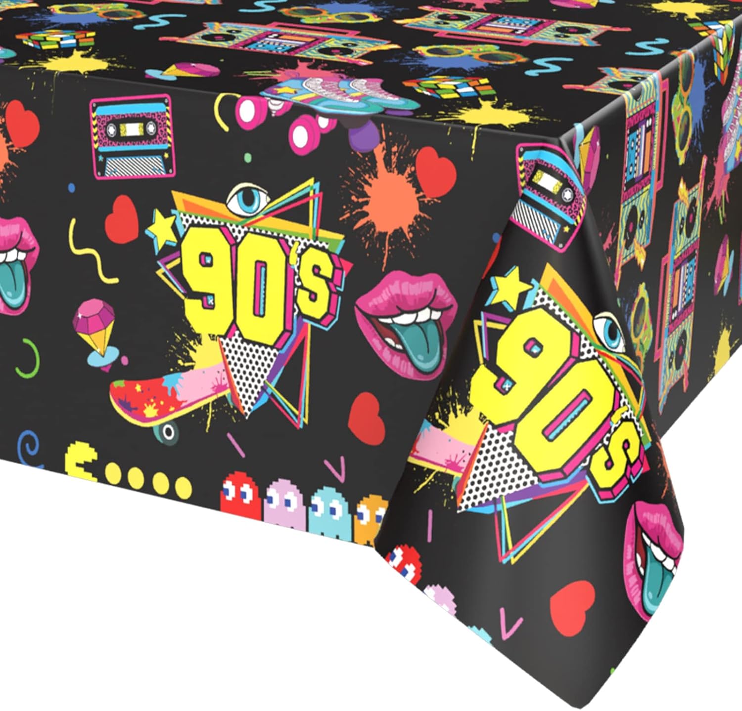 Wpensky 90s Party Table Cloth, 90s Theme Tablecloth Party Decorations ...