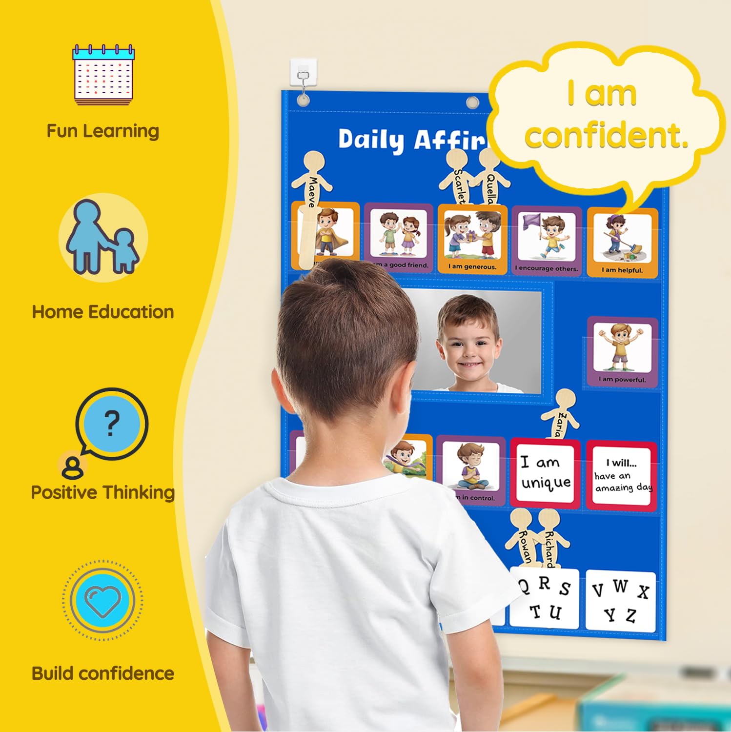 Snapklik.com : ALSLEA Daily Affirmations For Kids Pocket Chart