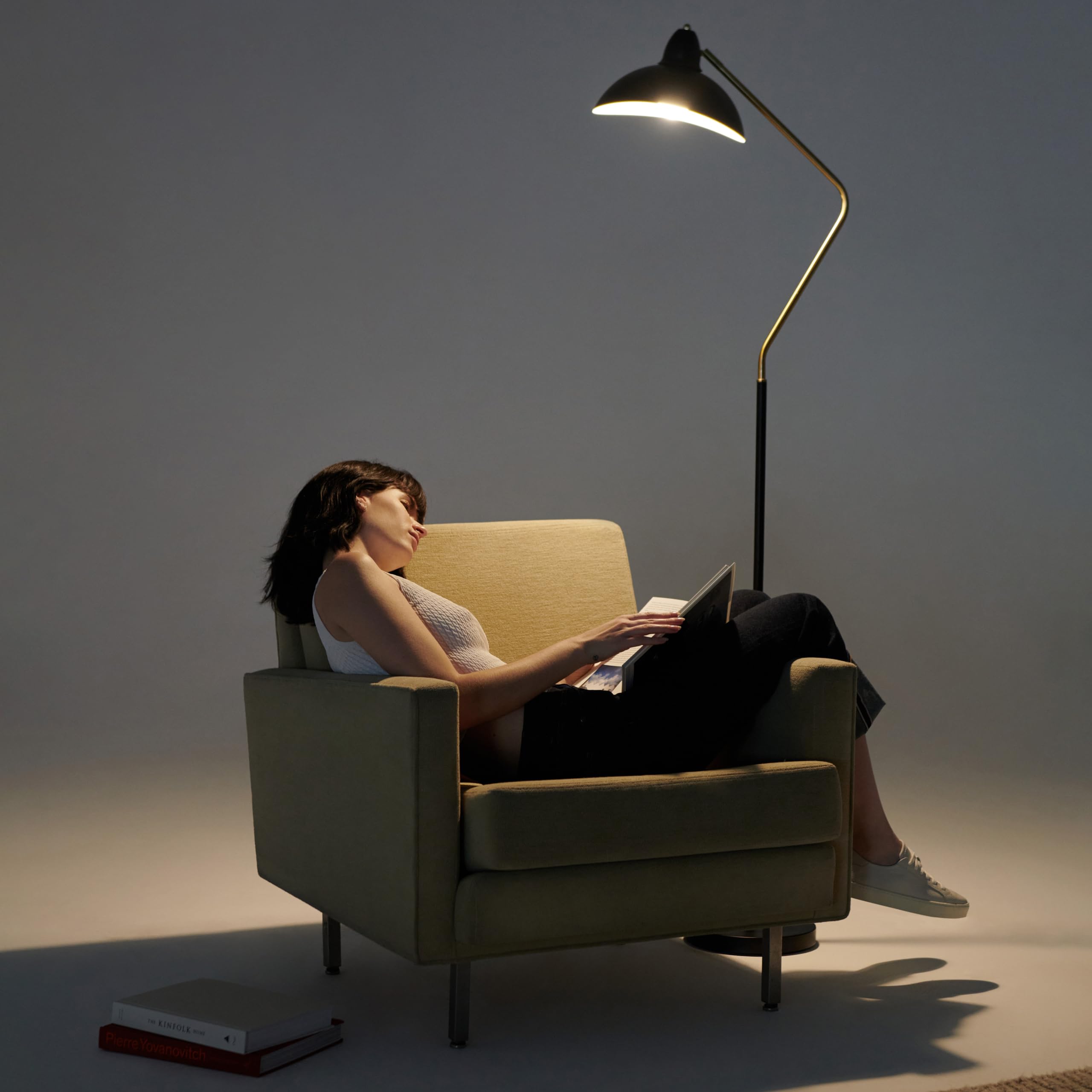 Brightech Swoop LED Floor Lamp, Tall Lamp with Adjustable Head, Modern ...