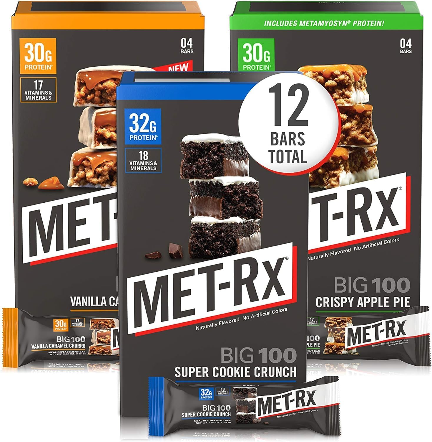 Amazon.com: Met-Rx Big 100 Protein Bar, Vanilla Caramel Churro, 9 Count ...