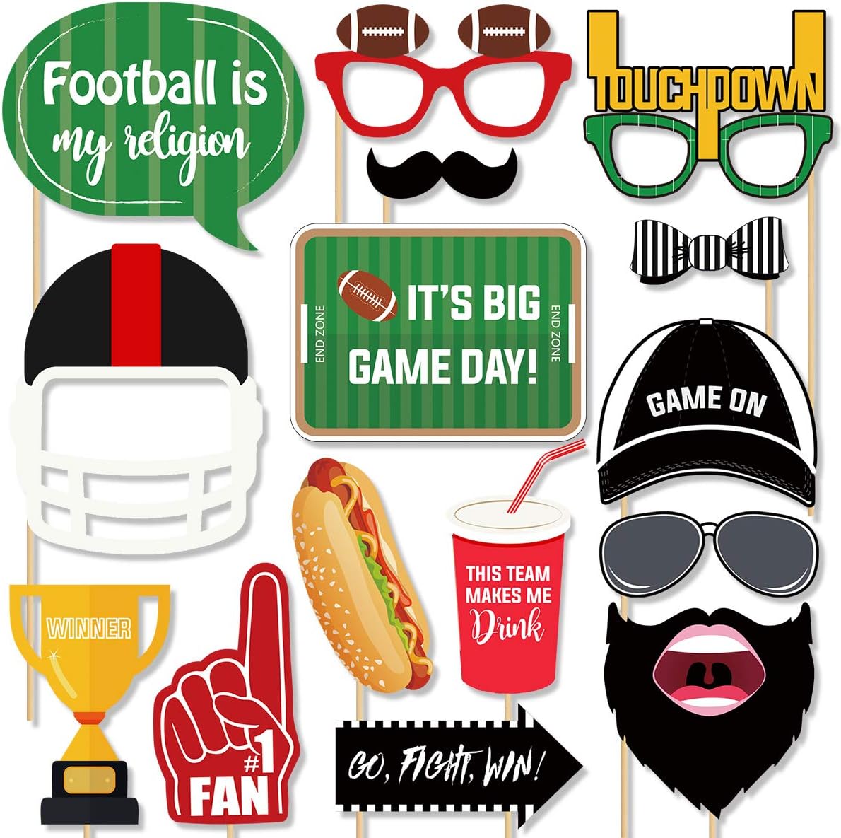 Amazon.com: Football Photo Booth Props Kit, 26 Pieces Football Season ...