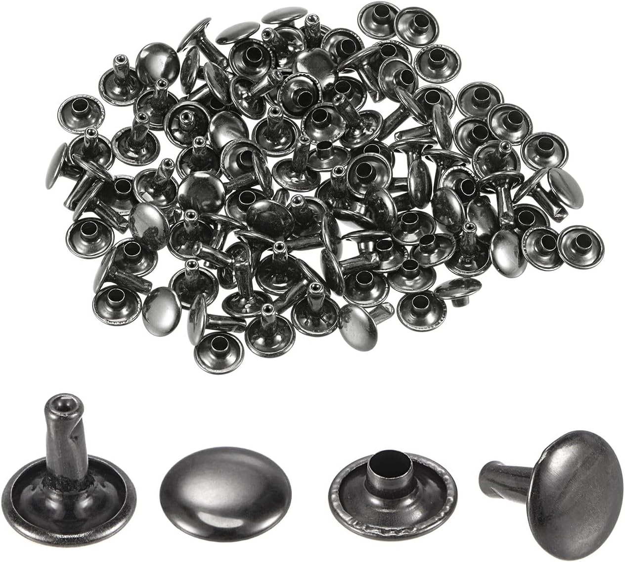 Amazon.com: uxcell 50 Sets Leather Rivets Dim Gray 10mm Double Cap ...