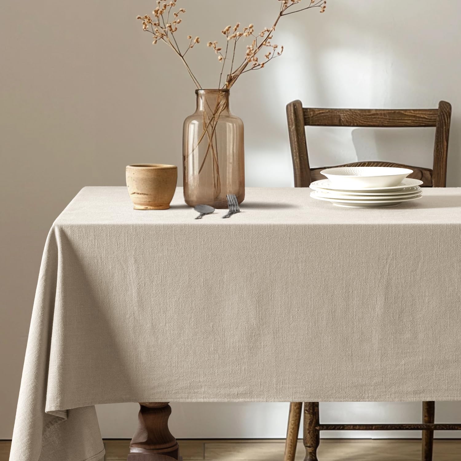 Amazon.com: MIULEE Natural Linen Cotton Tablecloth for Rectangle Tables ...